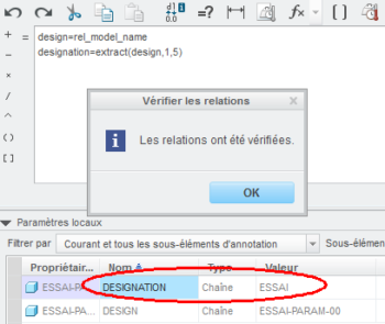 Creo – Relations – Manipuler les chaînes de caractères – CAO 3D-PRO