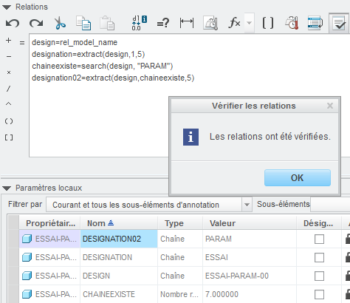 Creo – Relations – Manipuler les chaînes de caractères – CAO 3D-PRO