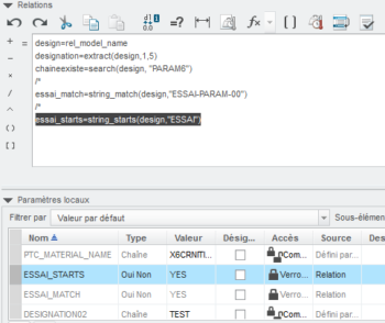 Creo – Relations – Manipuler les chaînes de caractères – CAO 3D-PRO